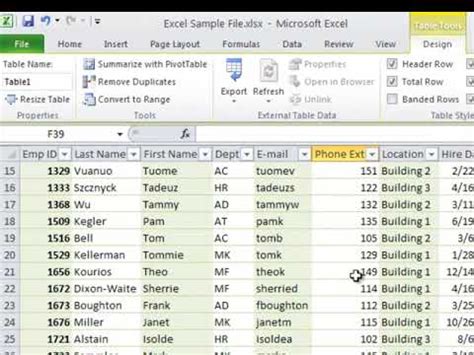Excel 2010 Table Formatting YouTube