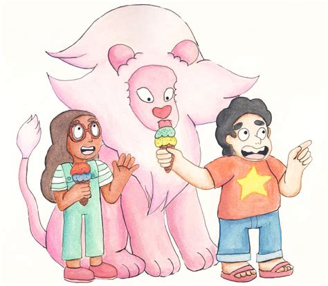 Connie And Steven With Lion Water Colour By Earthstar On DeviantArt
