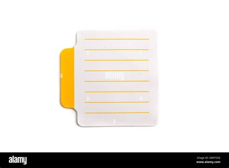Blank Small Lined Sticky Notes With Yellow Tab On The Left Side Of Paper Sheet Isolated On