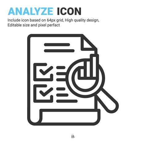 Analyze Icon Vector With Outline Style Isolated On White Background