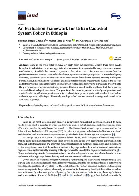 Pdf An Evaluation Framework For Urban Cadastral System Policy In Ethiopia