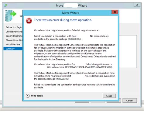 hyper v there was an error during move operation evotec