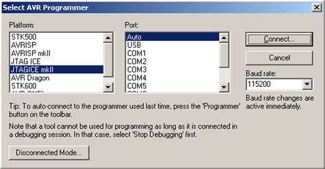 Atmel AVR Studio Select AVR Programmer Dialog Download Scientific Diagram