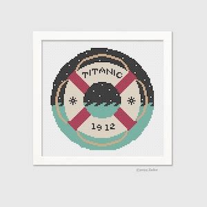 Titanic Life Preserver Cross Stitch Pattern Pdf Digital Download Etsy