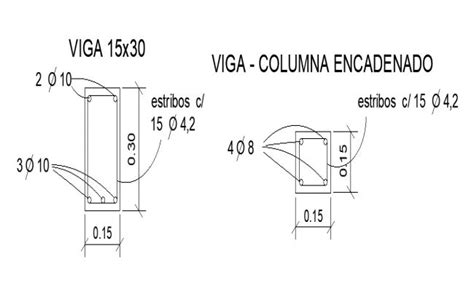 Column Cross Section View In Autocad Drawing
