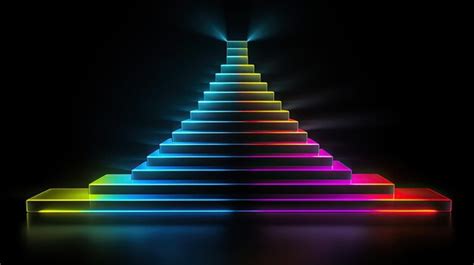 Premium Ai Image 3d Render Of A Futuristic Colorful Neon Rgb Led Lights Stage Podium On Dark