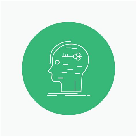 Brain Hack Hacking Key Mind White Line Icon In Circle Background