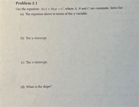 Solved Problem 2 1Use The Equation A X B Y C Where A B Chegg Com