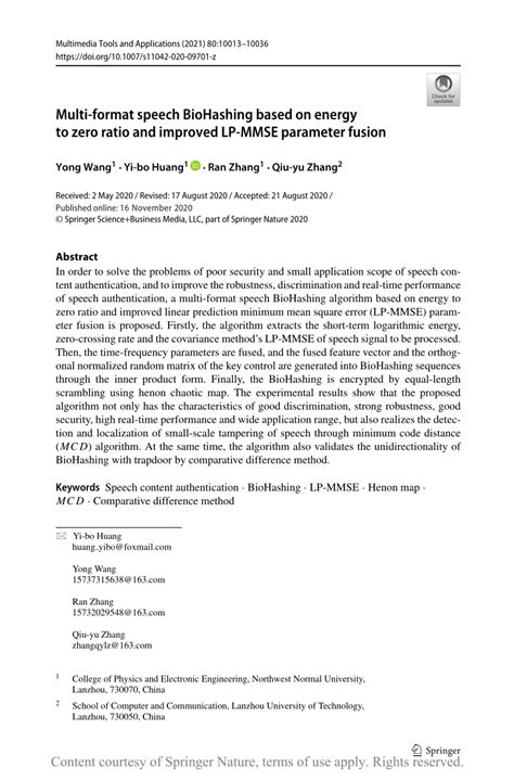 Multi Format Speech BioHashing Based On Energy To Zero Ratio And