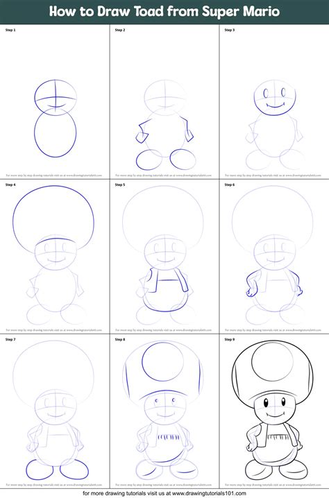 How To Draw Toad From Super Mario Super Mario Step By Step DrawingTutorials101 Com