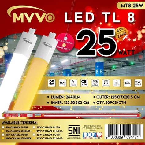 Jual Myvo Lampu Tl T Led W Watt Putih Cdl K Dan Kuning Ww K Panjang Cm