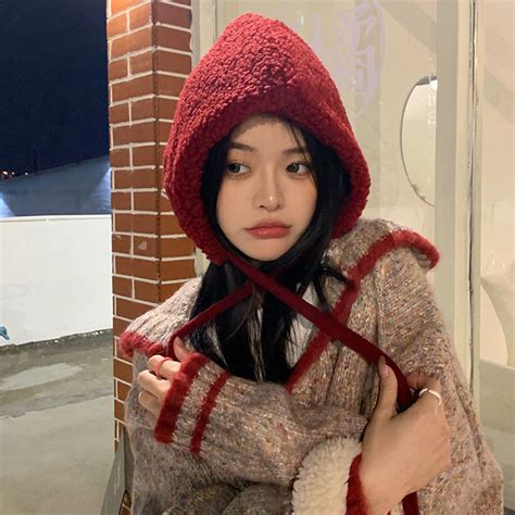 狼外婆红色护耳帽摇粒绒可爱包头女冬天保暖防寒防风毛绒雷锋帽女 阿里巴巴