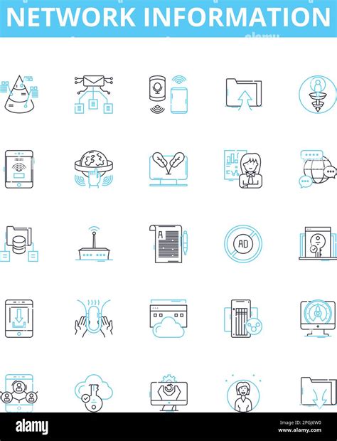 Network Information Vector Line Icons Set Network Information Protocols Ethernet Wi Fi Lan