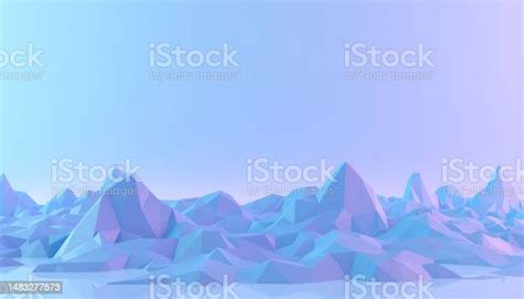 추상 파스텔 소프트 팝 3d 풍경 산 낮은 폴리 벽지 블루 핑크 배경 3d 일러스트레이션 렌더링 디지털 생성 이미지에 대한 스톡 사진 및 기타 이미지 Istock