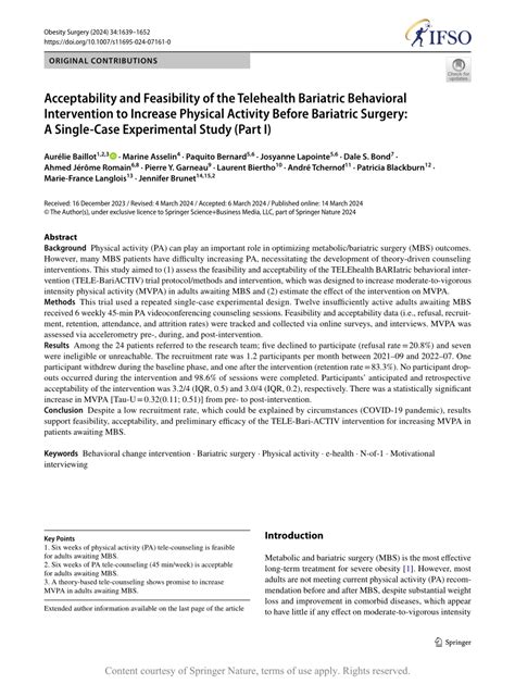 Acceptability And Feasibility Of The Telehealth Bariatric Behavioral Intervention To Increase