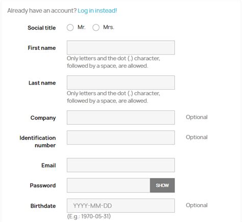 Prestashop 81 Registration Form Removing The Date Of Birth Field