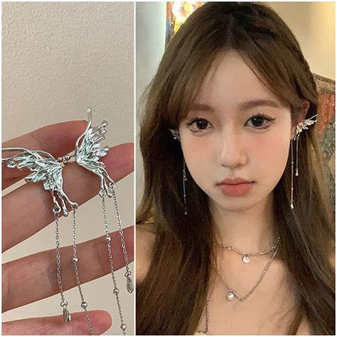 절묘한 요정 나비 술 이어 클립 천사 귀 본 클립 귀걸이 엘프 여성 귀걸이 귀 구멍 없음 귀걸이 패션 귀걸이