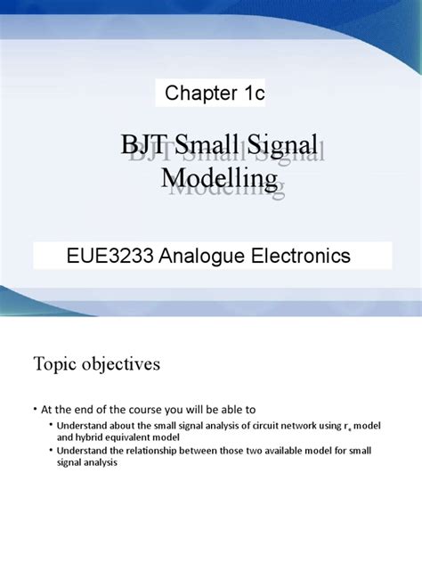 Chap1c Bjt Small Signal Modelling V1 2 Pdf Bipolar Junction Transistor Amplifier