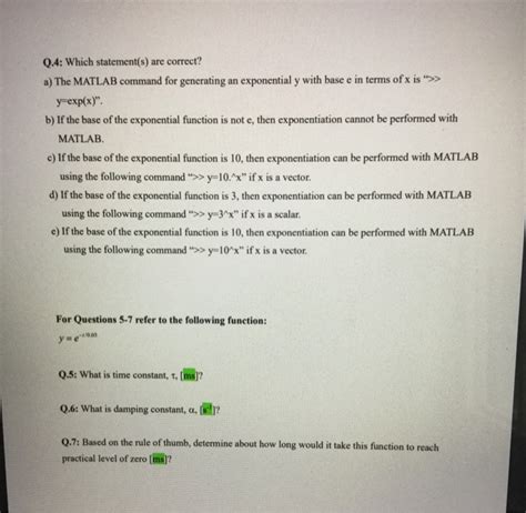 solved q 4 which statement s are correct a the matlab