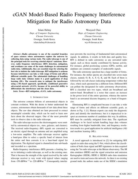 Pdf Cgan Model Based Radio Frequency Interference Mitigation For Radio Astronomy Data
