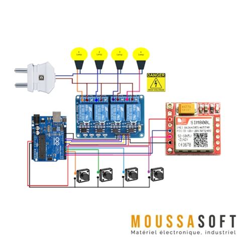 projet de domotique utilisant sim800l arduino et des boutons poussoirs