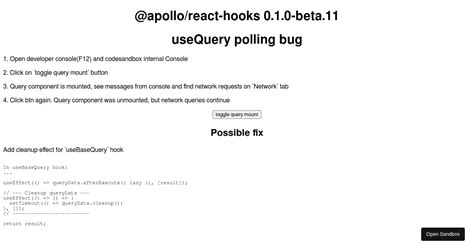 Apolloreact Hooksusequerybug Codesandbox