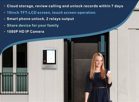 Wireless Wifi App Control Face Unlock 10 Tft Lcd Touch Screen Smart Ip Intercom Workes With
