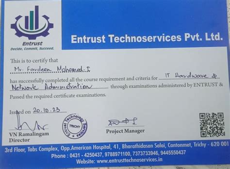 Fardeen Mohamed On Linkedin Completed Course For It Hardware And