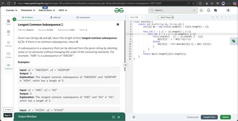 Gfg160 Day107 Dynamicprogramming Lcs Javadsa Stringdp Subsequence Problemsolving