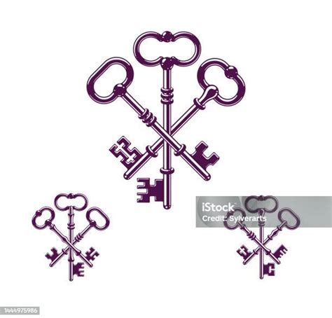 교차 키 보호 된 비밀 전자 데이터 보호 천국 열쇠 호텔 라벨 빈티지 골동품 턴키 벡터 로고 또는 엠블럼 열쇠에 대한 스톡 벡터 아트 및 기타 이미지 Istock