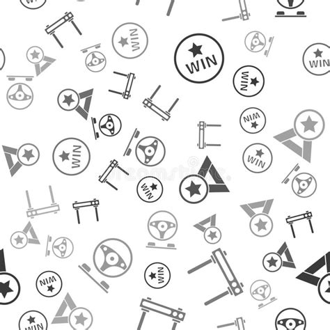 Set Medal Router And Wi Fi Signal Medal And Racing Simulator Cockpit On Seamless Pattern