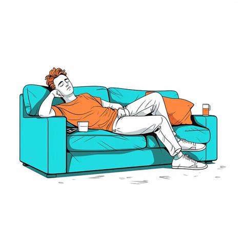 Colored Lazy Person Vector Line Art Illustration Premium Ai Generated