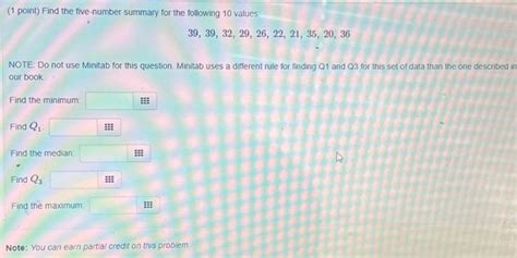 Solved Point Find The Five Number Summary For The Chegg