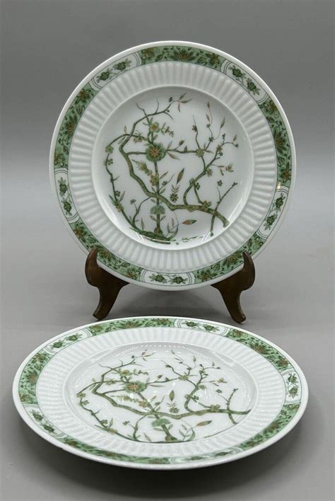 Ceralene Limoges Fleur De Jade Green Bread Plates 6 5 8 Set Of 2