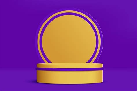 제품 연단 디스플레이 벡터 일러스트와 함께 3d 현실적인 렌더링 장면 프리미엄 벡터