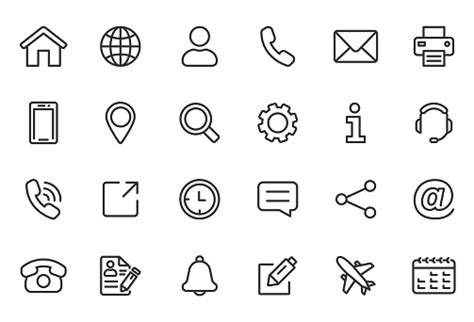 웹 아이콘 집합 연락처 및 웹사이트 아이콘 모음 집 위치 전화 At 이메일 주소 지구본 채팅 메시지 메일 전화 정보 지원 검색