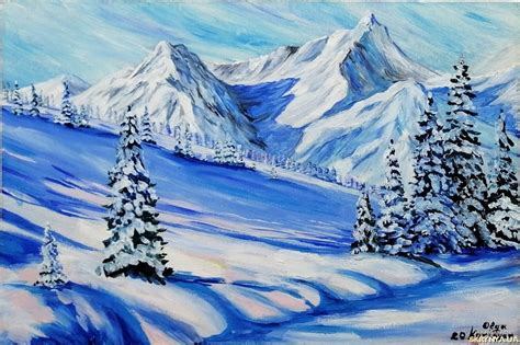 Купити Зимовий пейзаж Картина олійними фарбами Skrynya Ua