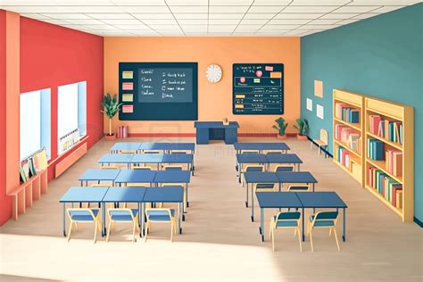 3d渲染ai数字艺术 Classroom卡通简约风教室课桌书架黑板书籍场景插画 Ai平面元素免费下载 Png格式 4032像素 编号71590638 千图网