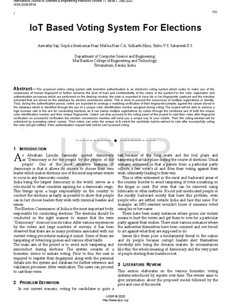 Ijser Iot Based Voting System For Elections Pdf Fingerprint