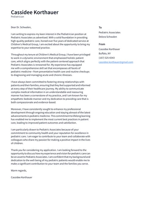 Pediatrician Cover Letter Examples And Templates Resumecat