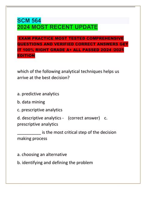 scm 564 2024 most recent update exam practice most tested comprehensive