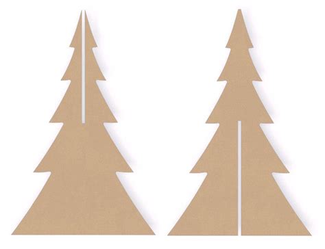 Three Sets Of 12 Inch Tall Interlocking Standing Wooden Christmas Tree