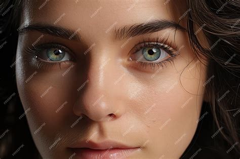Premium Ai Image Close Up Portrait Face Of Young Woman With Clean