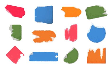 Paper Price Stickers Retro Labels With Torn Worn Out Edges Colorful