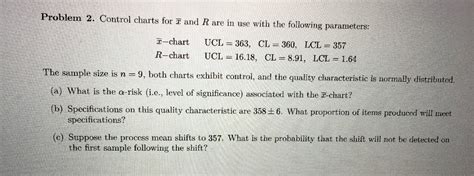 Solved Problem 2 Control Charts For I And R Are In Use With