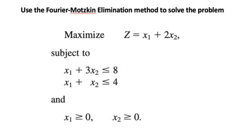 Solved Use The Fourier Motzkin Elimination Method To Solve