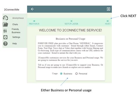 Initial Settings Wizard 2connectme