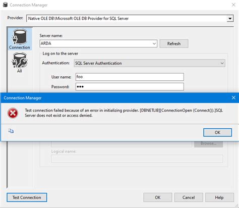 Sql Server How To Establish An Ole Db Destination In Ssis In Visual
