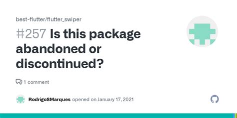 Is This Package Abandoned Or Discontinued · Issue 257 · Best Flutter