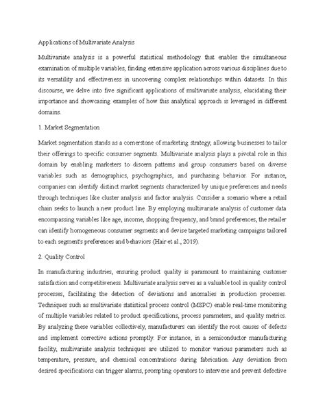 Fred Multivariate Analysis Applications Of Multivariate Analysis